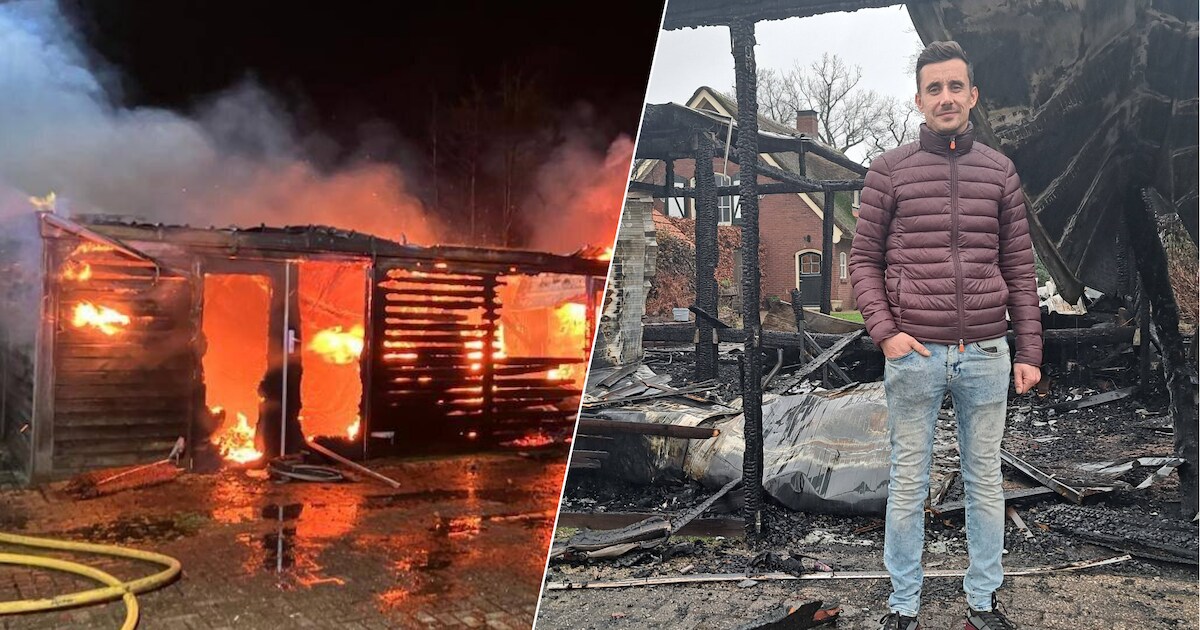 Gezin met drie kindjes net op tijd wakker om te ontsnappen aan vuurzee ...