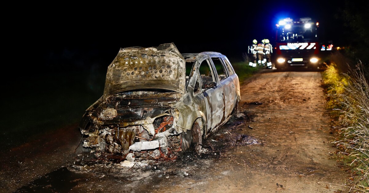 Eerder deze nacht gestolen auto brandt volledig uit op bospad bij Huij ...