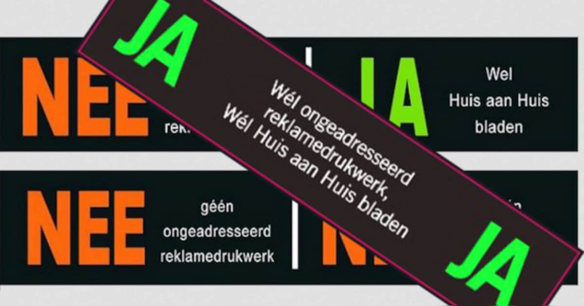 Ja/ja sticker Etten-Leur voor wie straks nog folders wil blijven ...