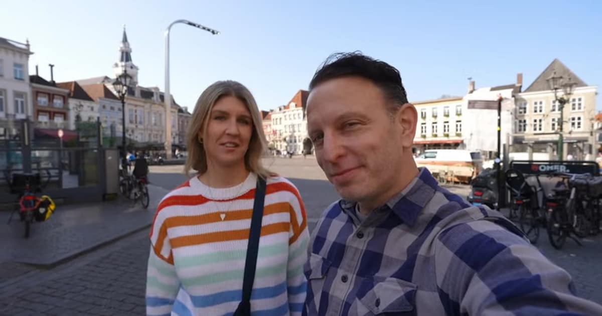 Amerikaanse youtubers Nate en Katrina onder de indruk van Pompejusto­ren in Bergen op Zoom: ‘Die ...