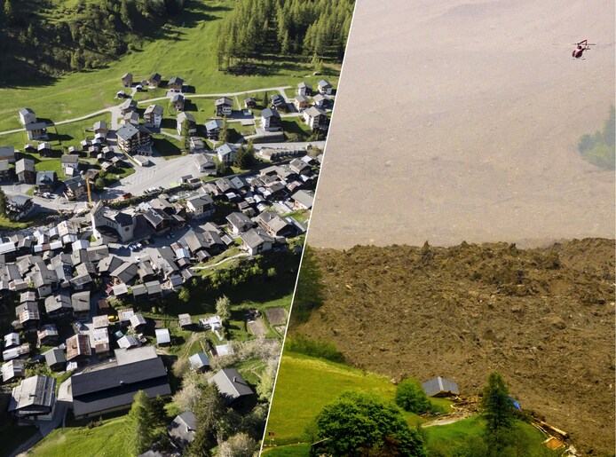 Birchgletsjer in Zwitserland stort in, lawine bedelft bijna volledig dorp: ‘Zelfs de kerk is ...